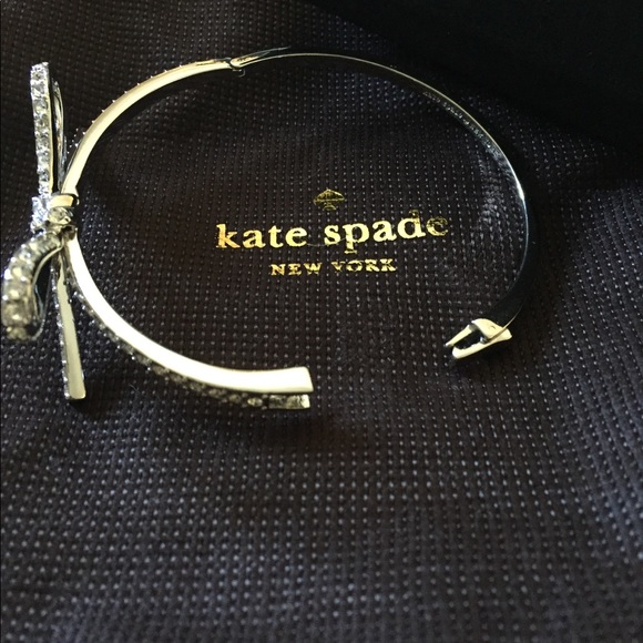 kate spade | Jewelry | Kate Spade Silver Skinny Pave Bow Bracelet ...